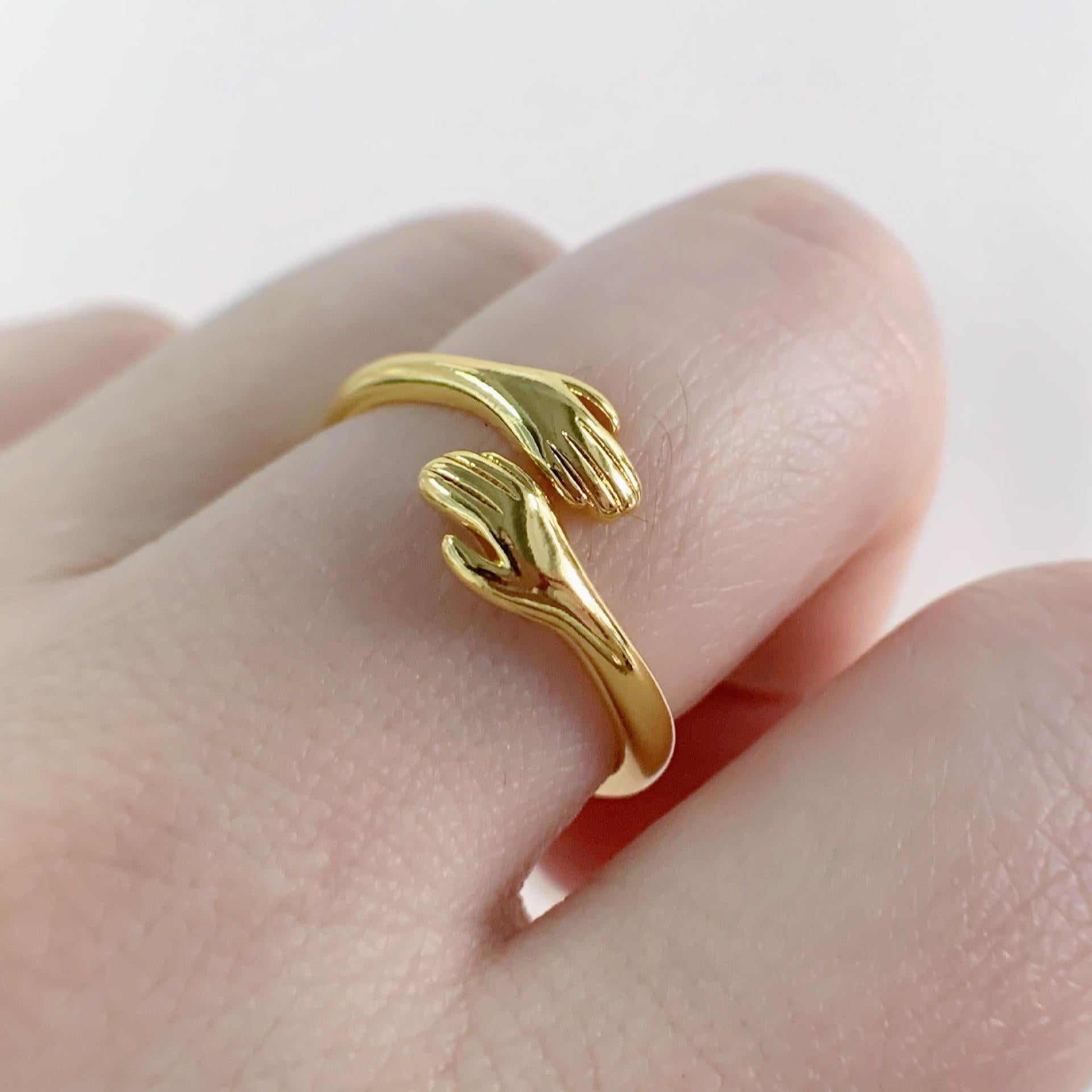 6 Pc - New hug gesture finger ring - Golden (Unit Price - 24 ...